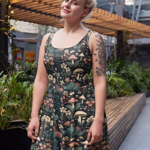 Mushroom Dark Cottagecore Skater Dress, Fun Rave Outfit, Concert and ...