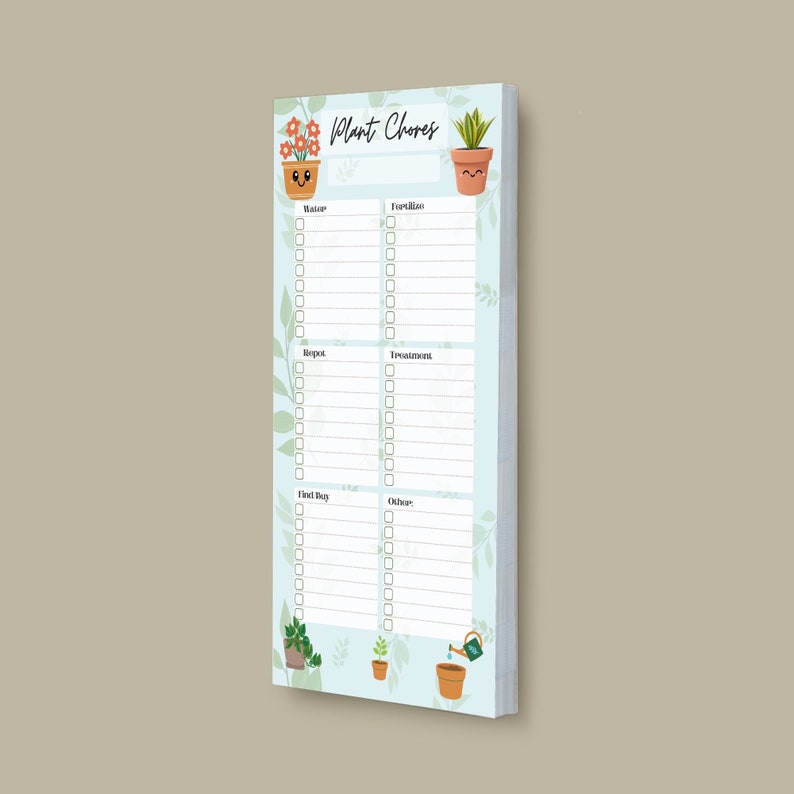 House Plants Chores Chart, Indoor Plants Magnetic Notepad, to Do List ...