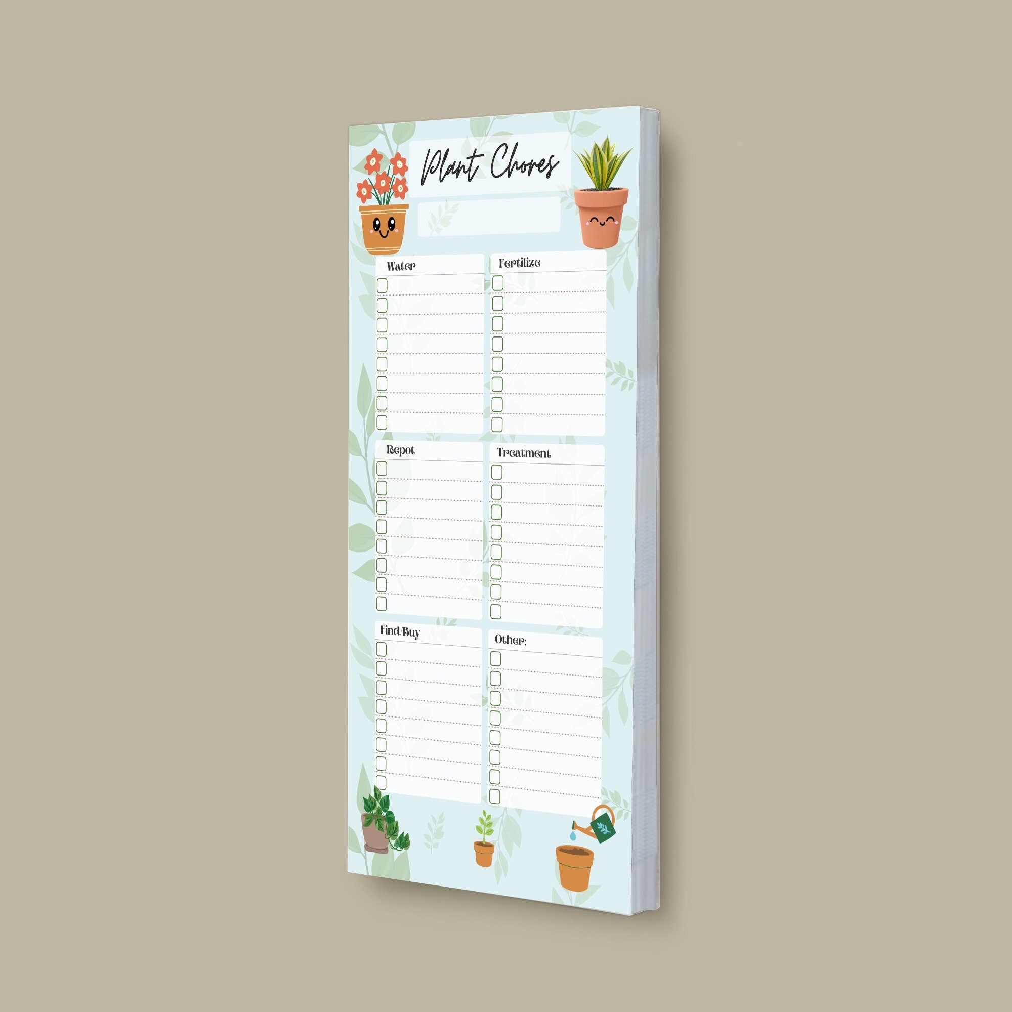 House Plants Chores Chart, Indoor Plants Magnetic Notepad, to Do List ...