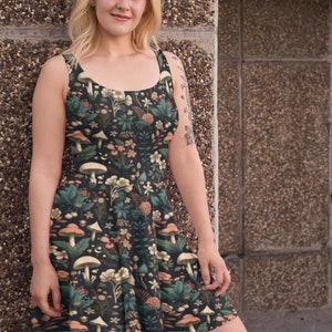 Mushroom Dark Cottagecore Skater Dress, Fun Rave Outfit, Concert and ...