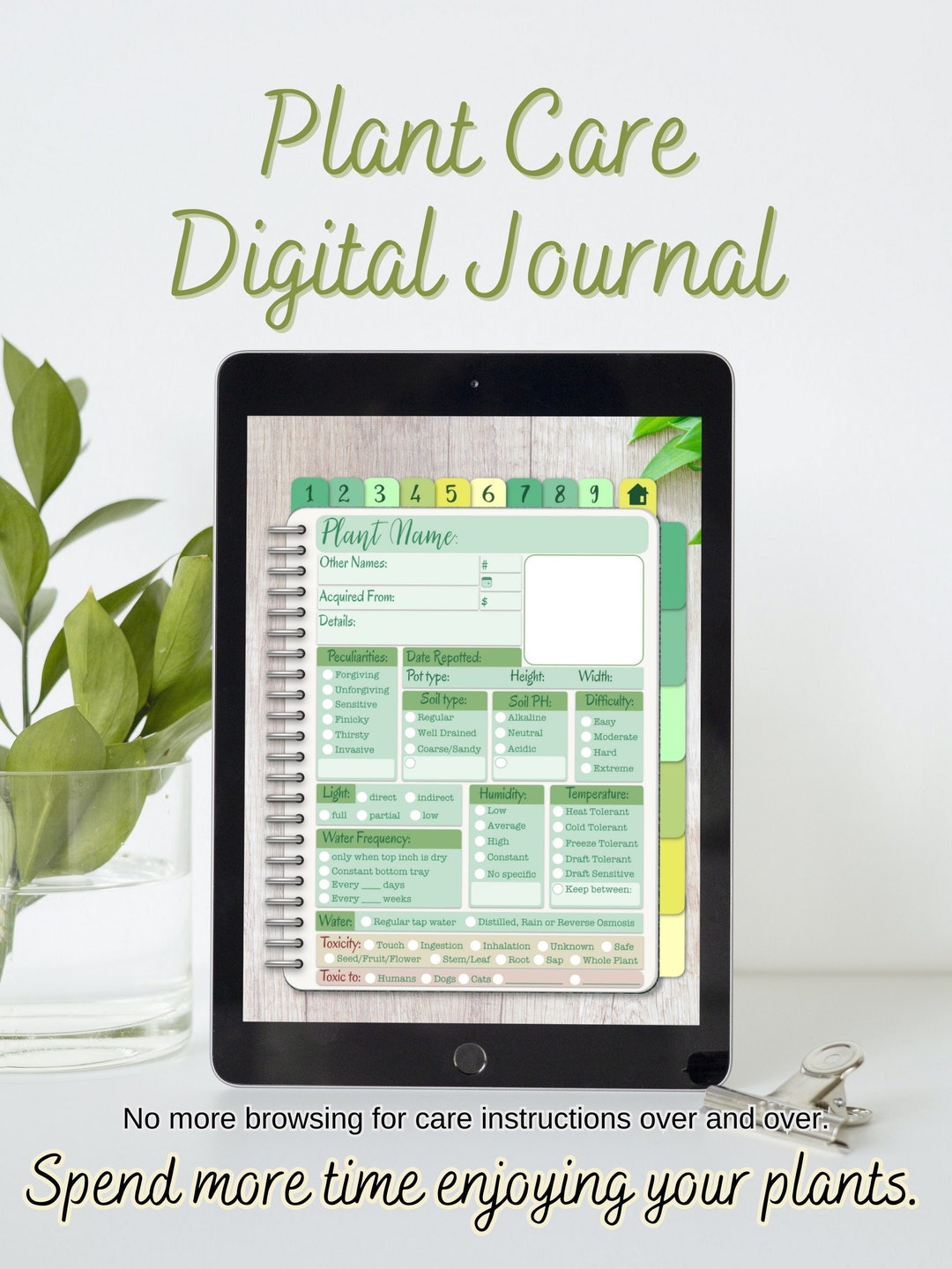 Houseplant Care, Gardening Digital Journal, Plant Care Tracker ...
