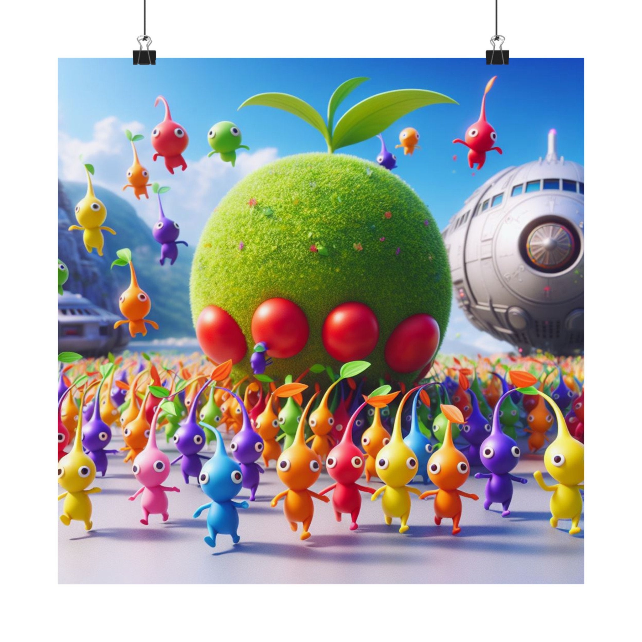 Vibrant Pikmin Poster Whimsical Pikmin Running Together Unique AI Wall ...