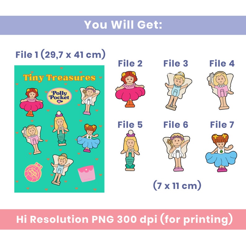 Vintage Polly Pocket Digital Art Files Instant Downloads (to Be Printed on Any Media) - Tiny ...