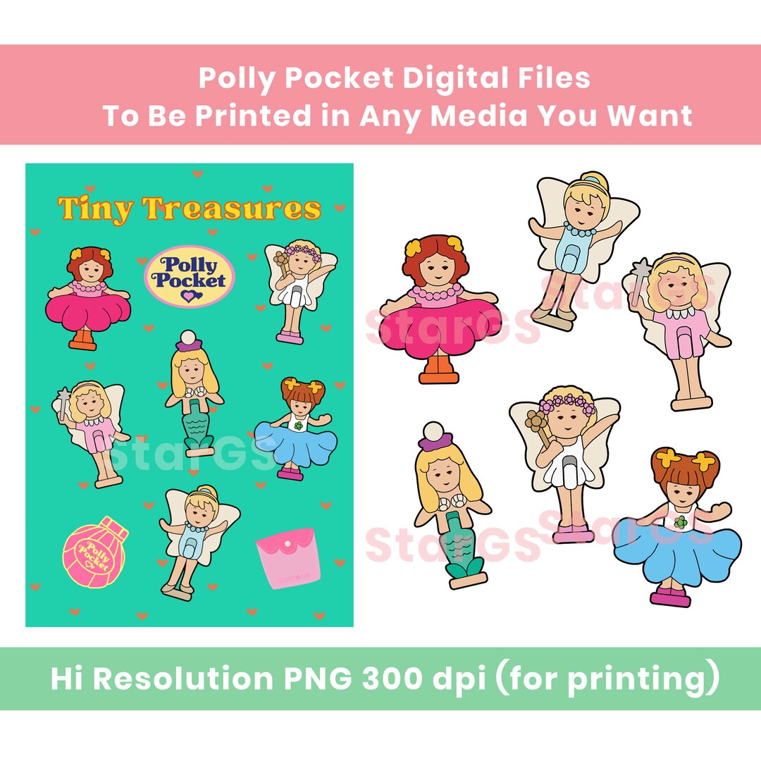 Vintage Polly Pocket Digital Art Files Instant Downloads (to Be Printed on Any Media) - Tiny ...