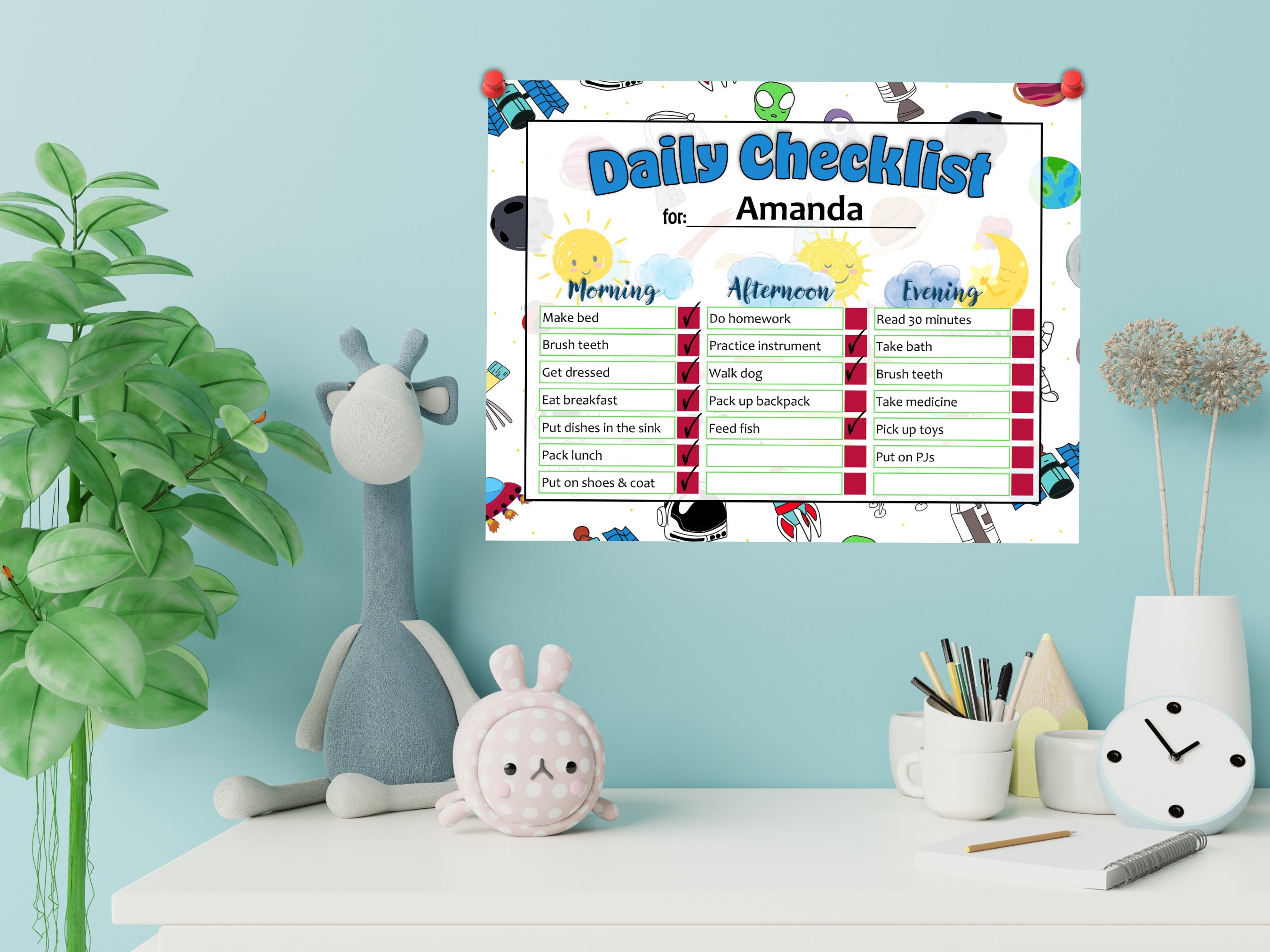 Kids Daily Checklist Printable Kids Routine Chart Editable - Etsy Australia