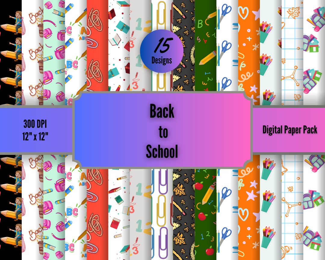 Seamless Back to School Digital Paper Back to School Background ...
