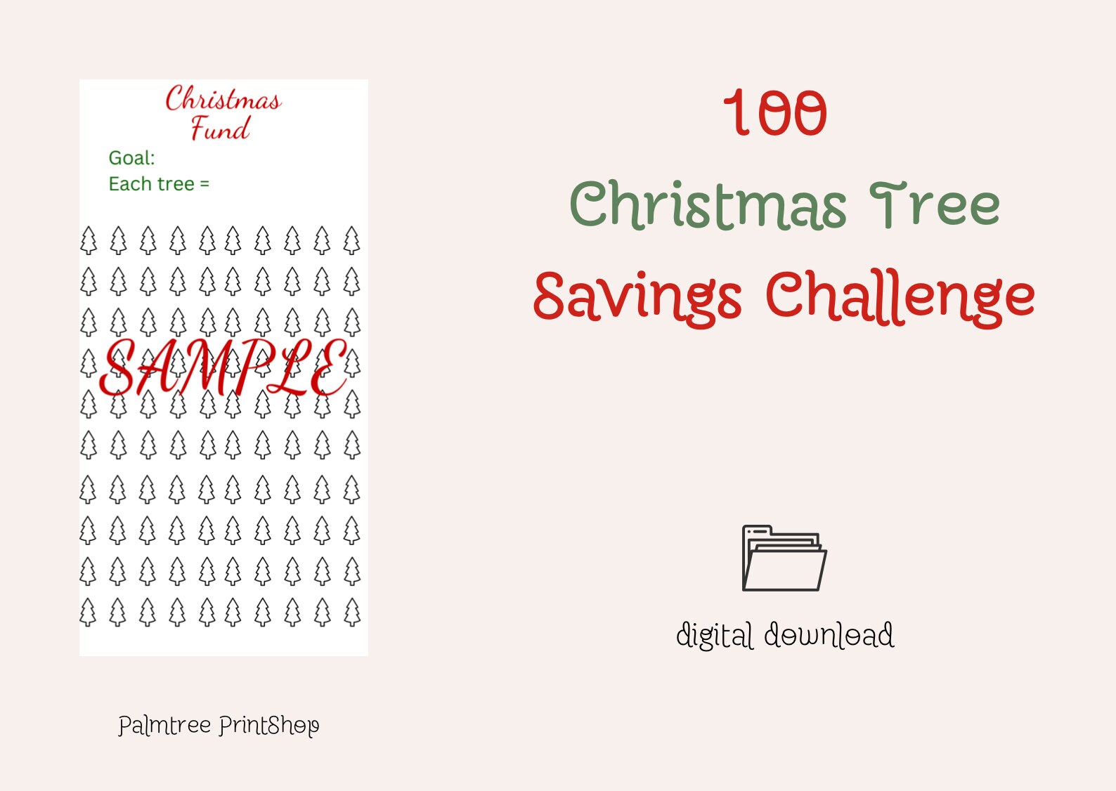Christmas Savings Challenge Printable - 100 Christmas Tree Savings Fund ...