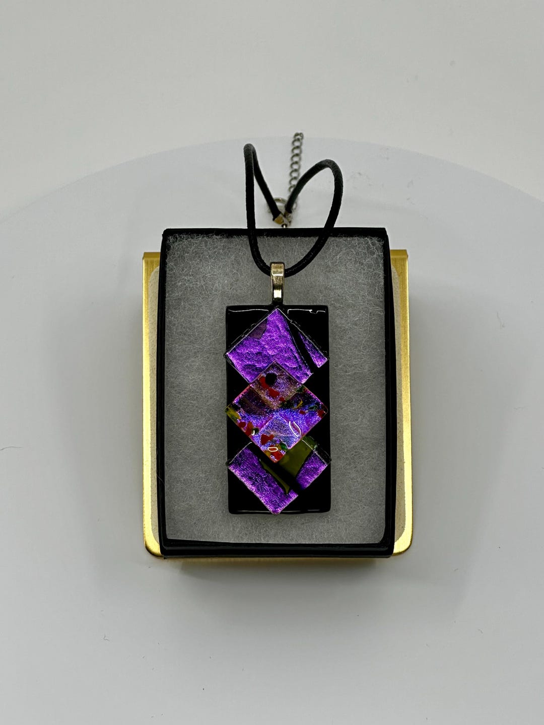 Pink Layered Dichroic Glass Necklace - Handmade - Etsy