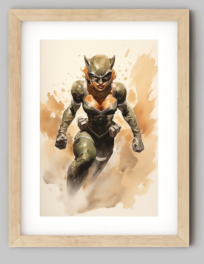 6 Watercolor Dripping Art Superheroes, Watercolor Illustration ...