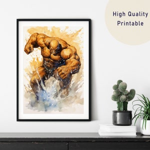 4 Watercolor Dripping Art Superheroes, Watercolor Illustration ...