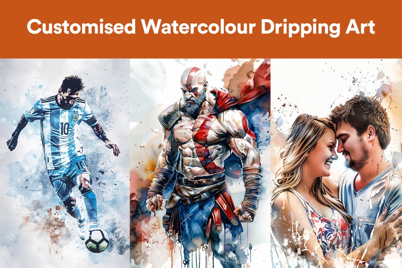 4 Customised Watercolour Dripping Art - Etsy