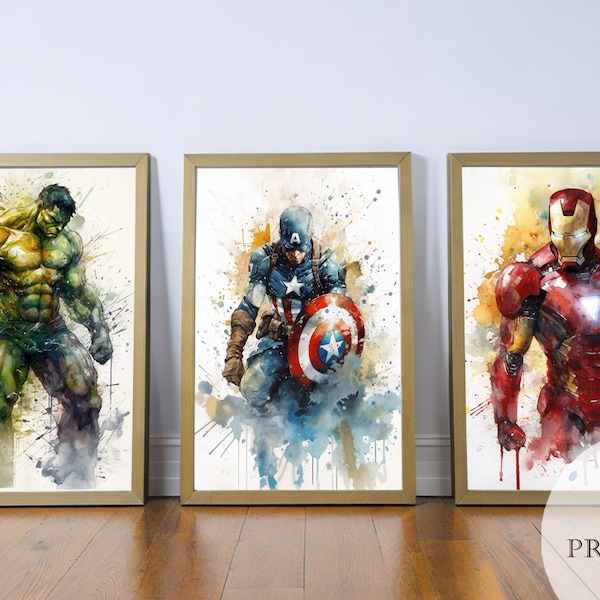 Superhero Watercolor - Etsy