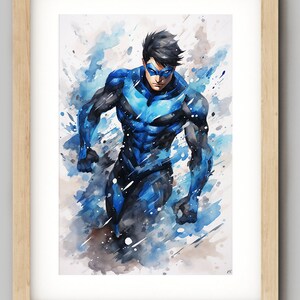 6 Watercolor Dripping Art Superheroes, Watercolor Illustration ...