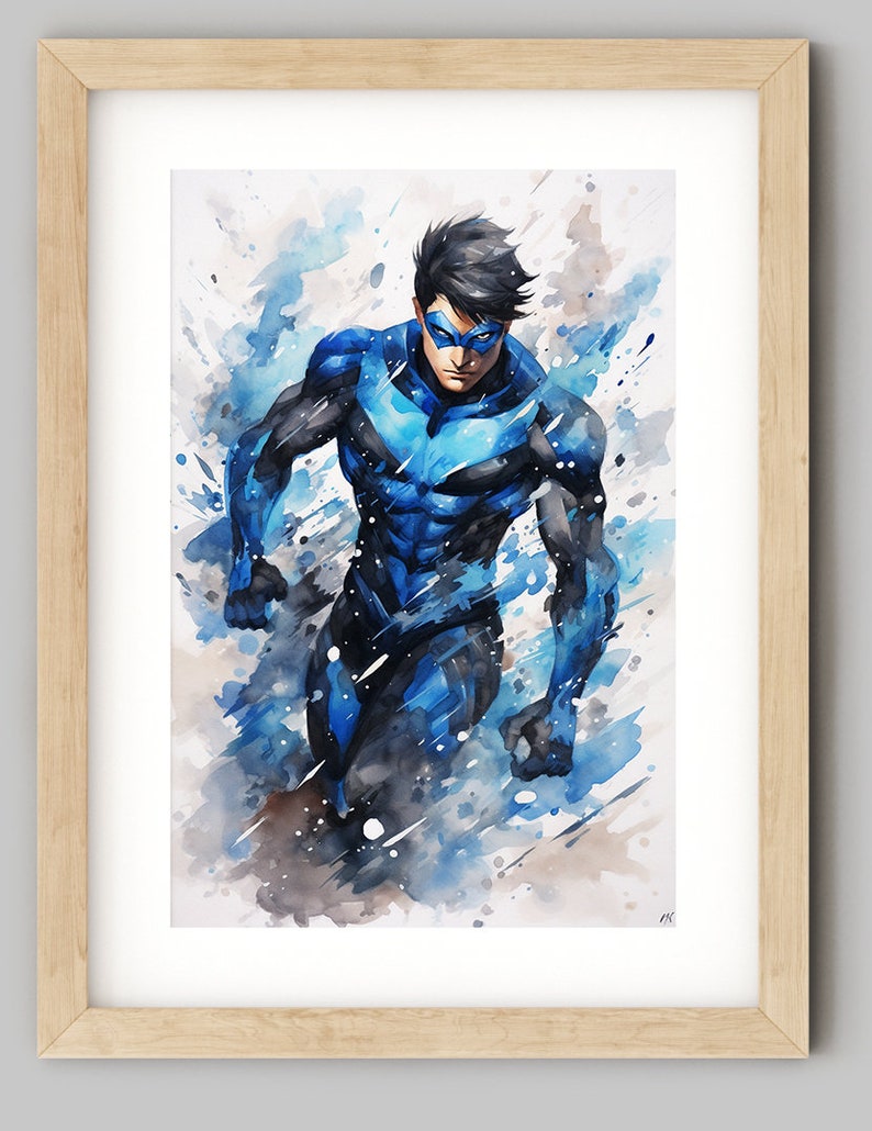 6 Watercolor Dripping Art Superheroes, Watercolor Illustration ...