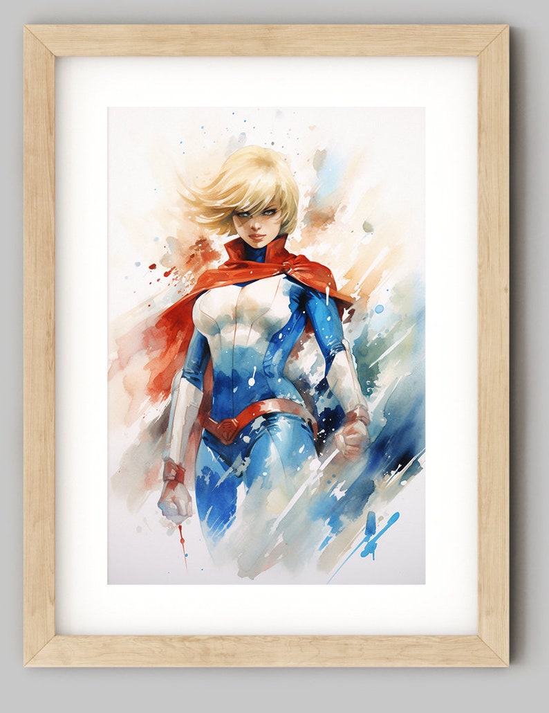 6 Watercolor Dripping Art Superheroes, Watercolor Illustration ...