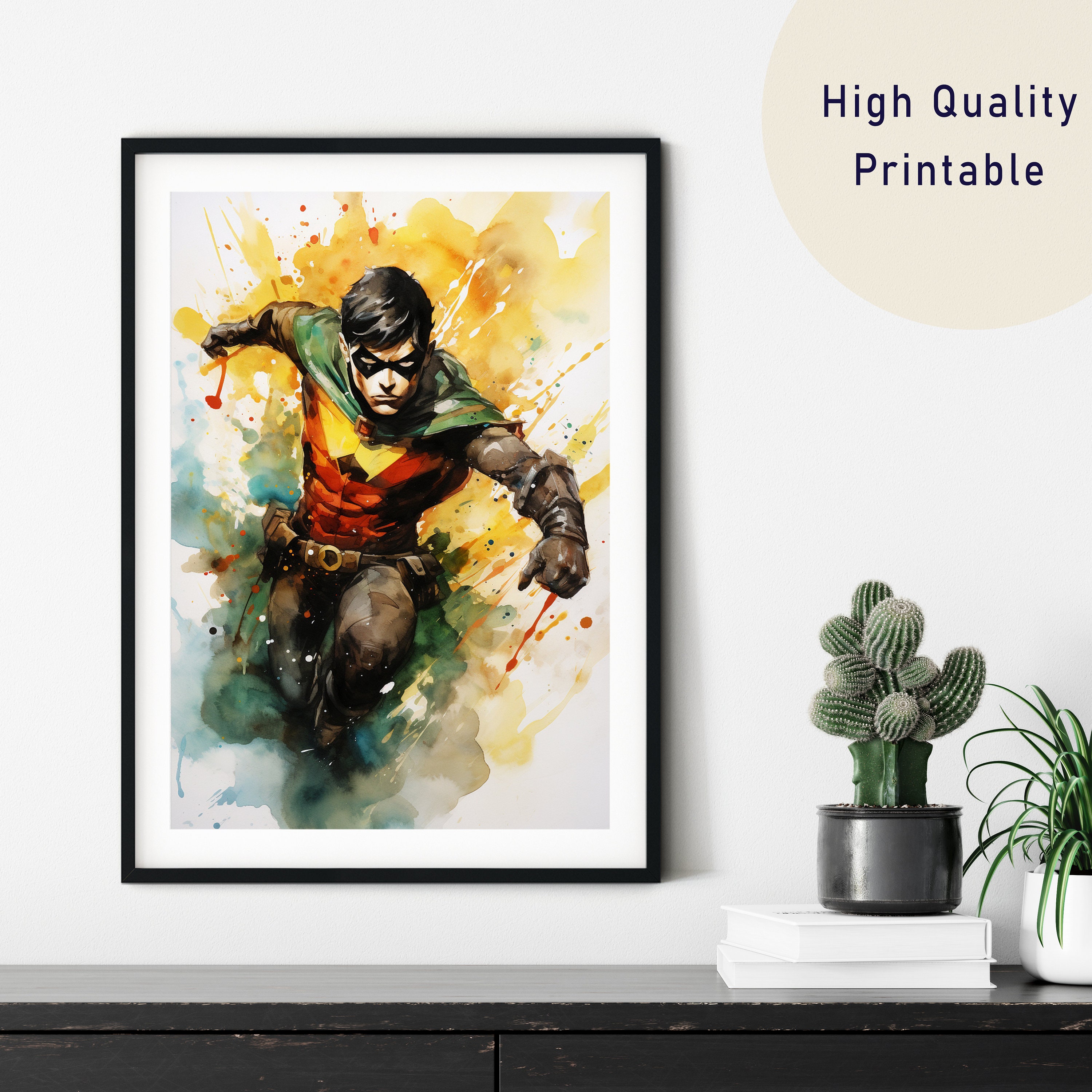 6 Watercolor Dripping Art Superheroes, Watercolor Illustration ...