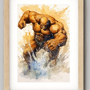 4 Watercolor Dripping Art Superheroes, Watercolor Illustration ...