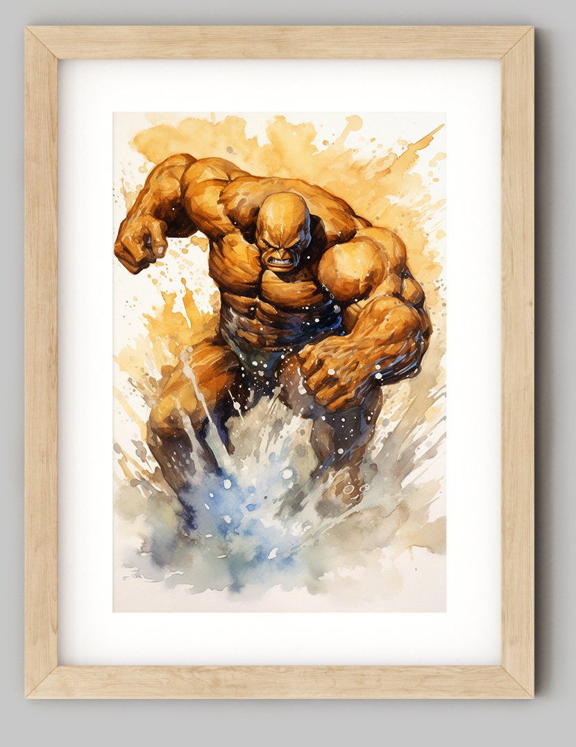 4 Watercolor Dripping Art Superheroes, Watercolor Illustration ...