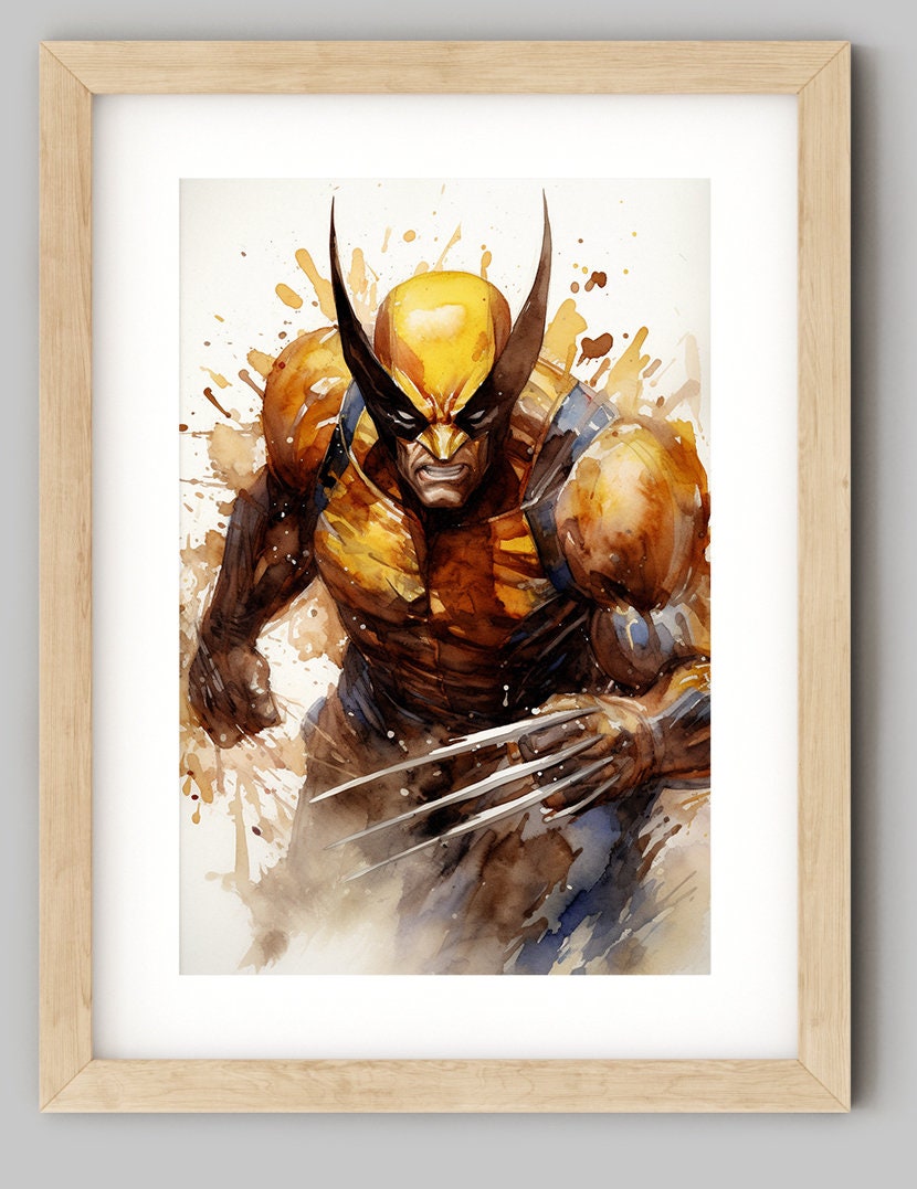 6 Watercolor Dripping Art Superheroes, Watercolor Illustration ...