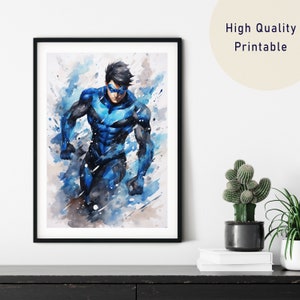6 Watercolor Dripping Art Superheroes, Watercolor Illustration ...