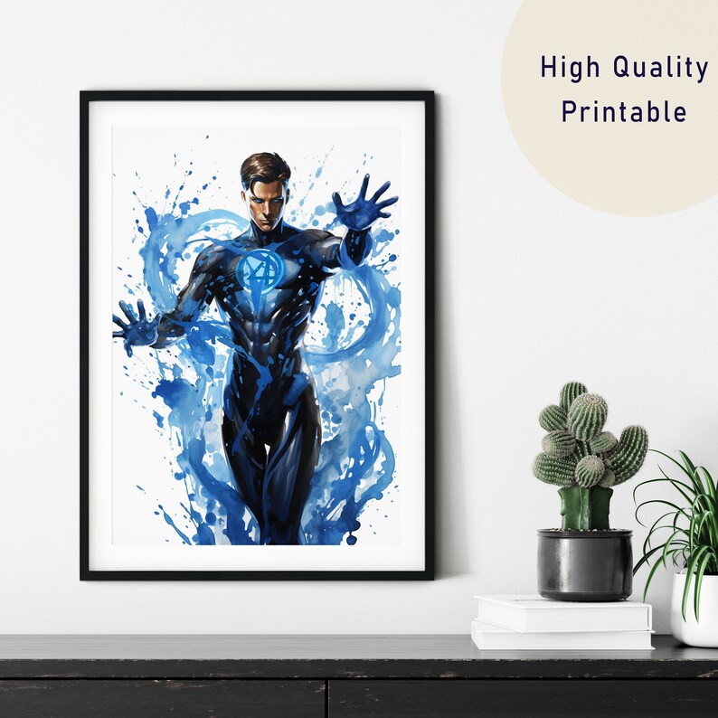 4 Watercolor Dripping Art Superheroes, Watercolor Illustration ...