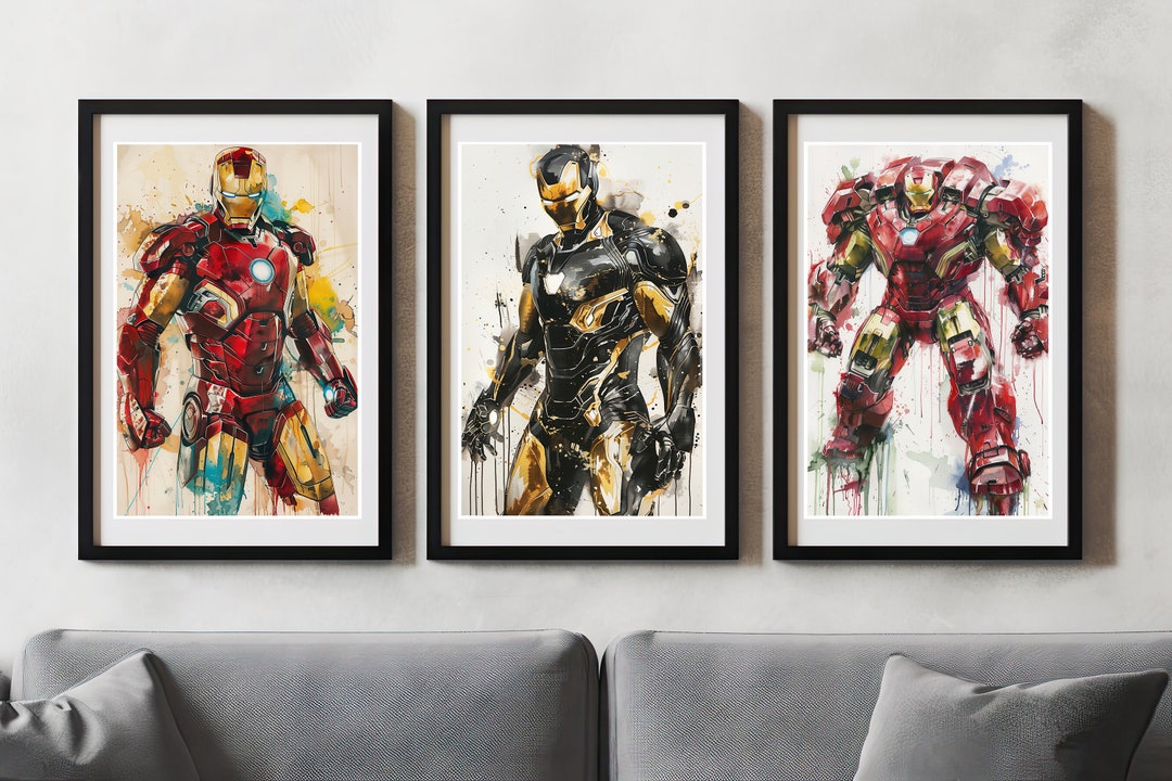 6 Watercolor Dripping Art Superheroes, Watercolor Illustration ...