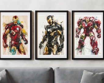 6 Watercolor Dripping Art Superheroes, Watercolor Illustration ...