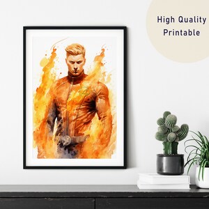 4 Watercolor Dripping Art Superheroes, Watercolor Illustration ...