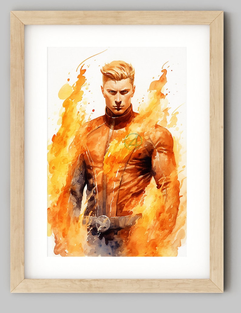 4 Watercolor Dripping Art Superheroes, Watercolor Illustration ...