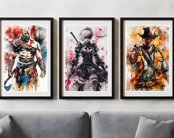 6 Watercolor Dripping Art Superheroes, Watercolor Illustration ...