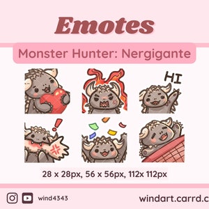 6 Nergigante Monster Hunter Emotes Love, Angry, Hi, Bite, Cheer, Sleep ...