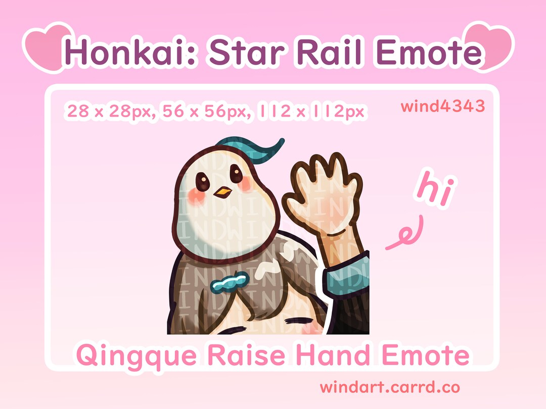 Honkai Star Rail Qingque Raised Hand Hi Emote for Twitch, Discord or ...