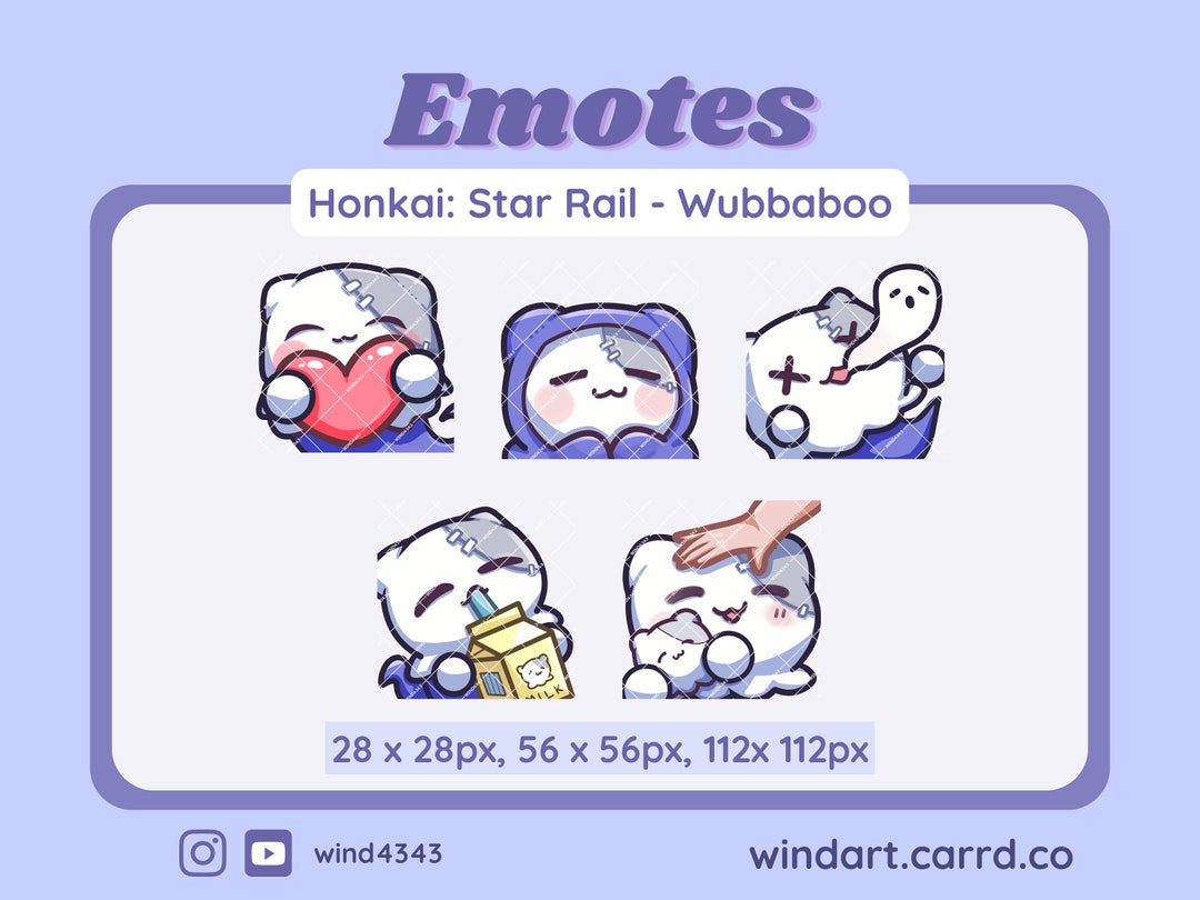 Wubbaboo Emote Set 1 Heart, Drink, Head Pat, Faint, Comfy Honkai Star ...