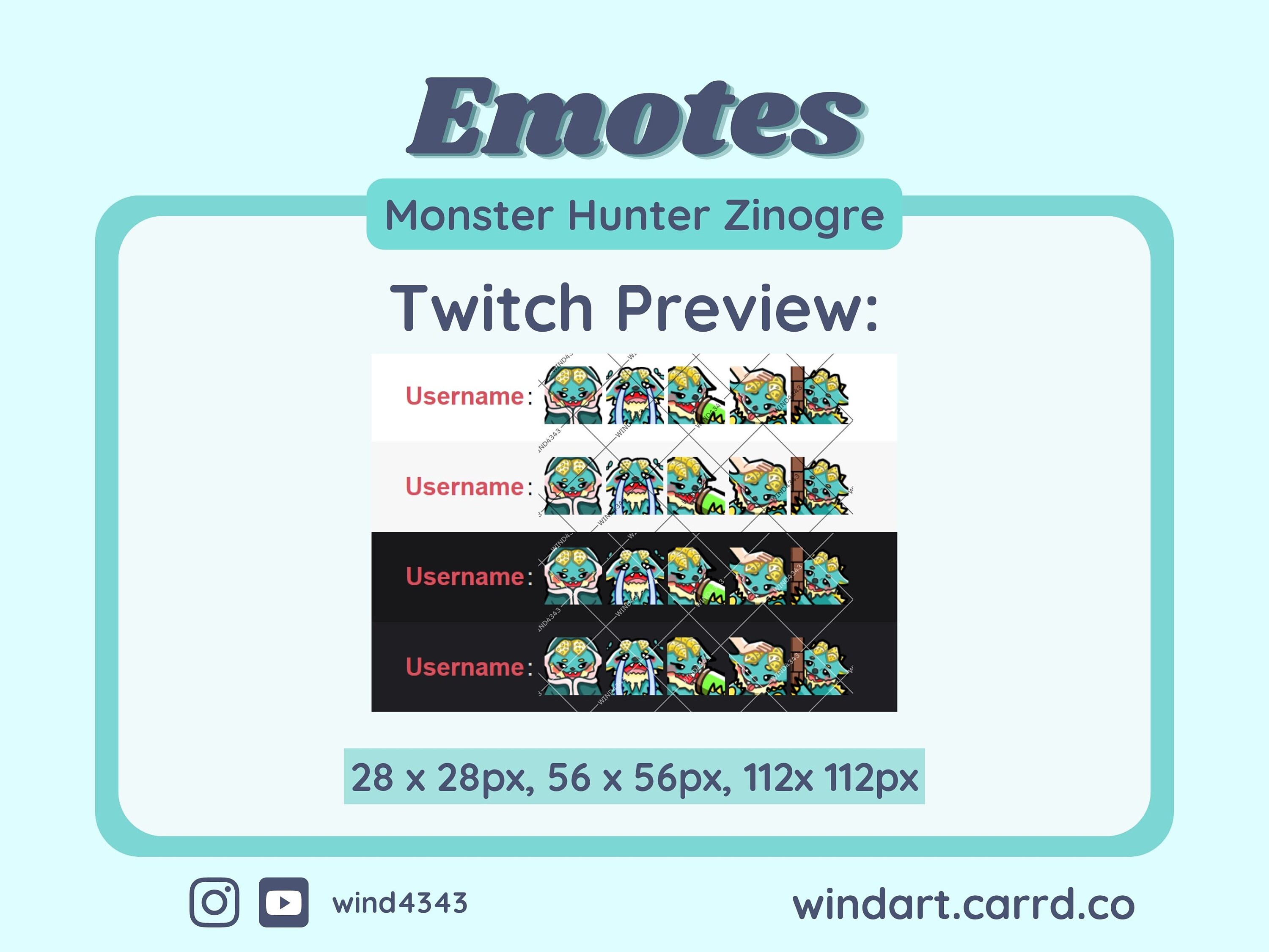 Cute Baby Zinogre 5 Emotes bundle 1 Twitch, Discord and Youtube Kawaii ...