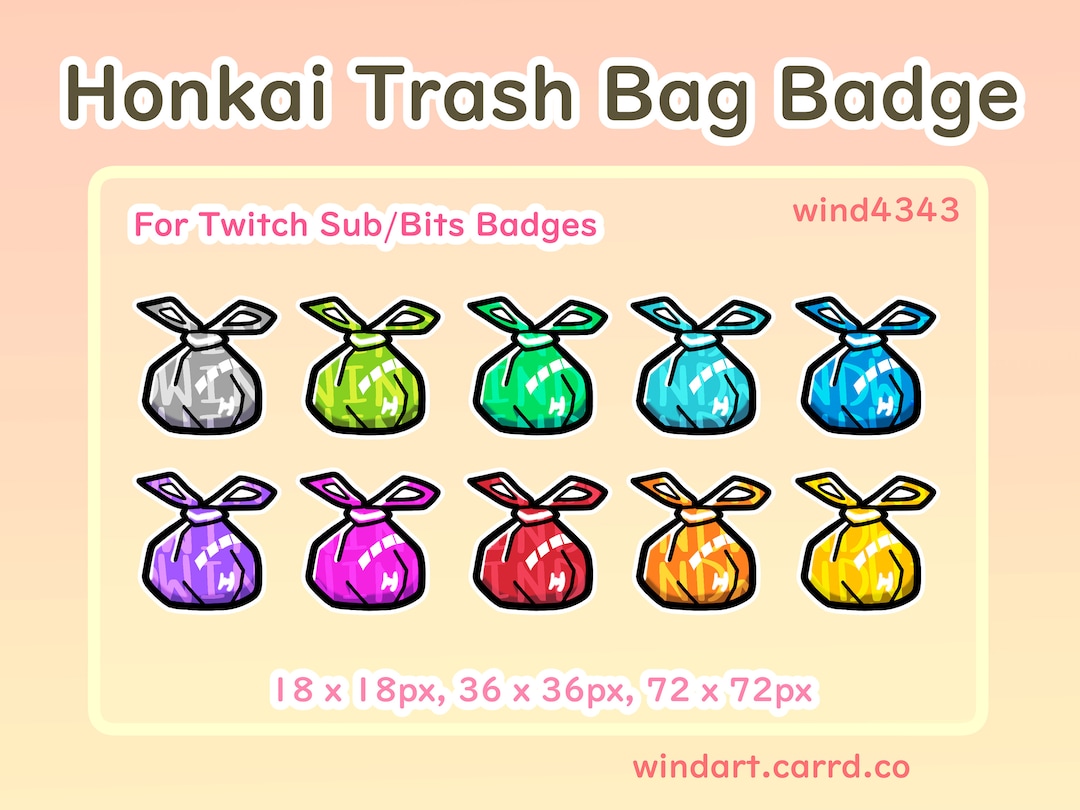 10 Honkai Badge Trash Bag for Twitch Sub Bits P2U Cute Star Rail ...