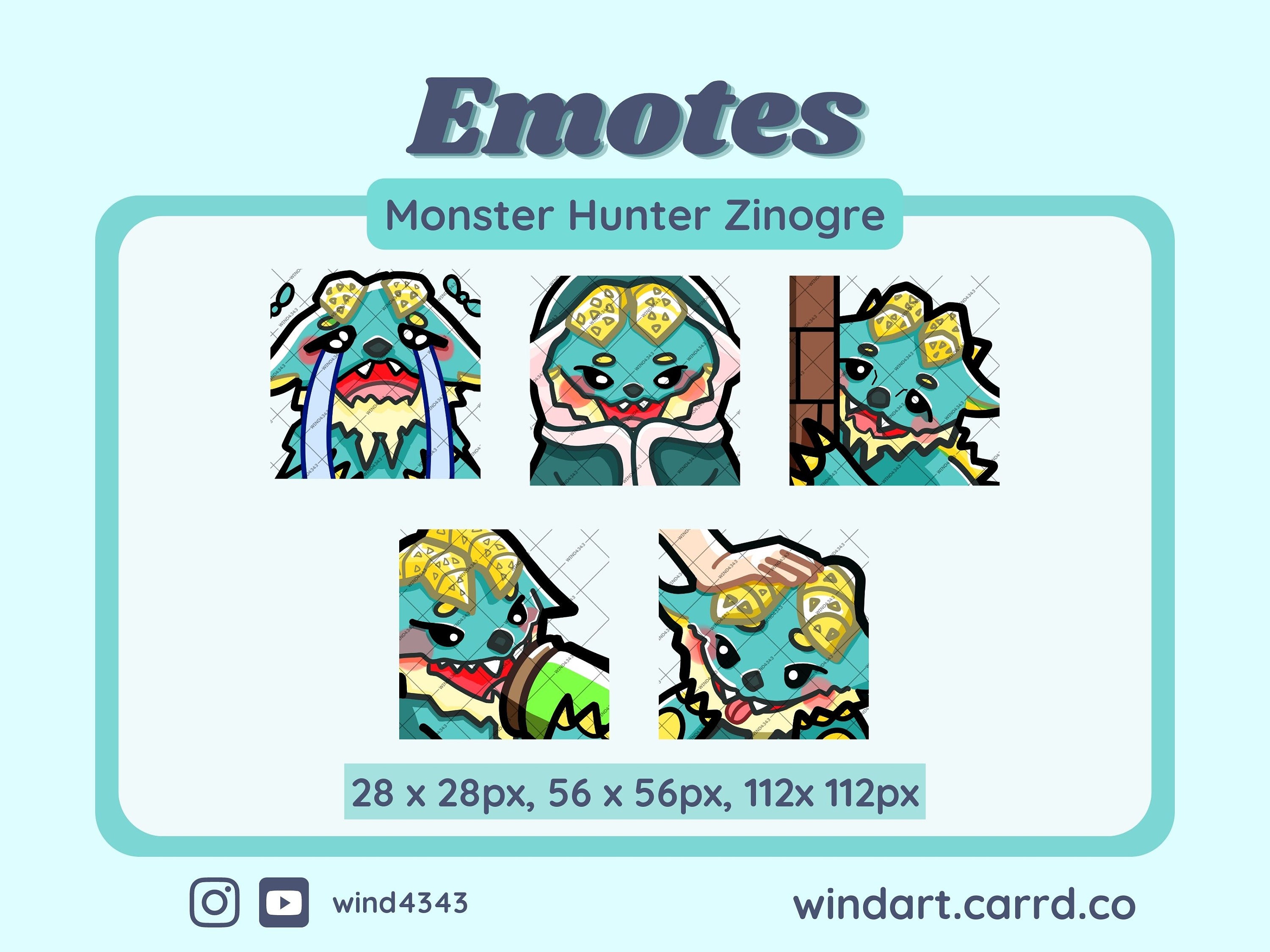 Cute Baby Zinogre 5 Emotes bundle 1 Twitch, Discord and Youtube Kawaii ...