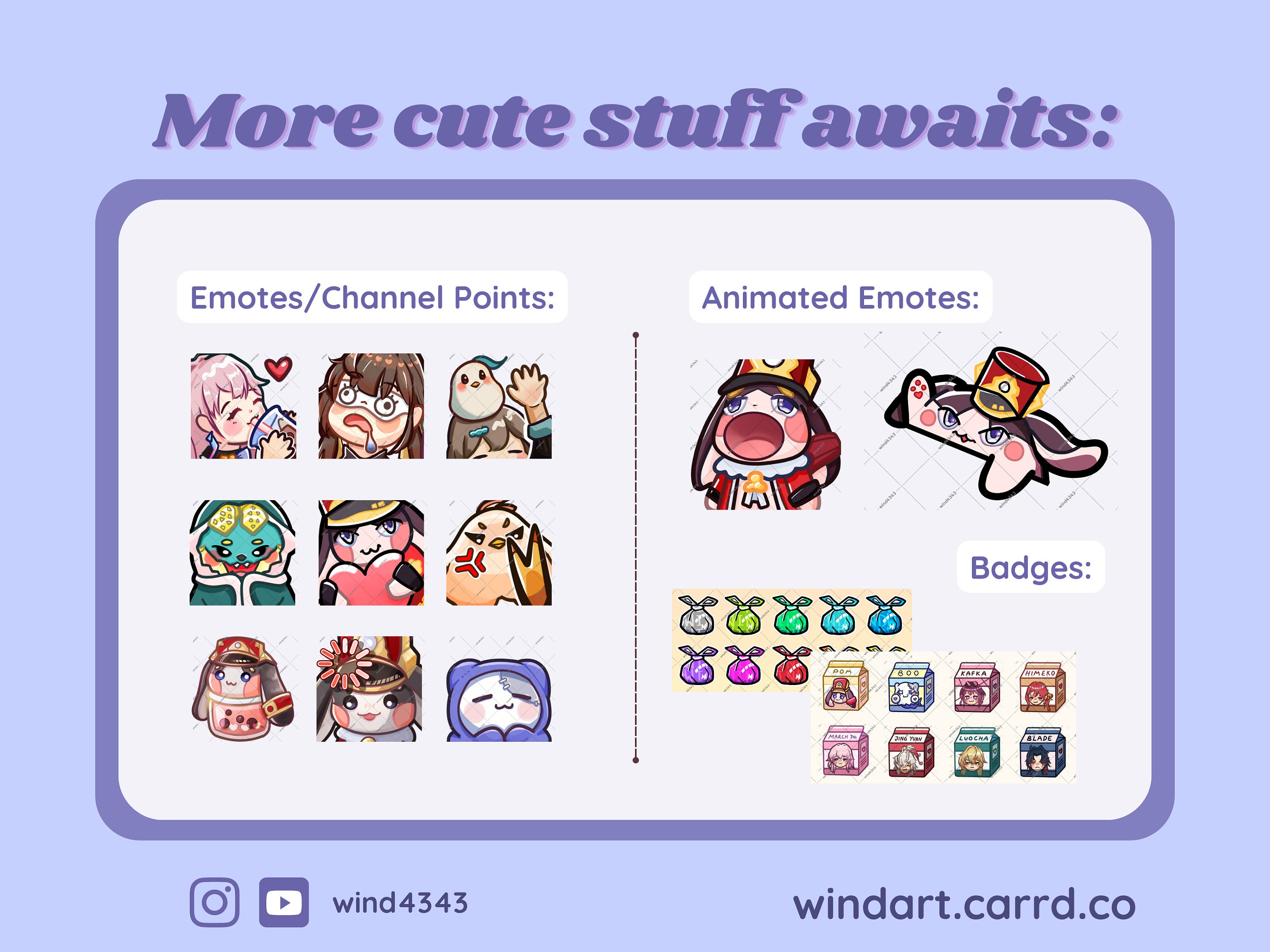 Wubbaboo Emote Set 1 Heart, Drink, Head Pat, Faint, Comfy Honkai Star ...