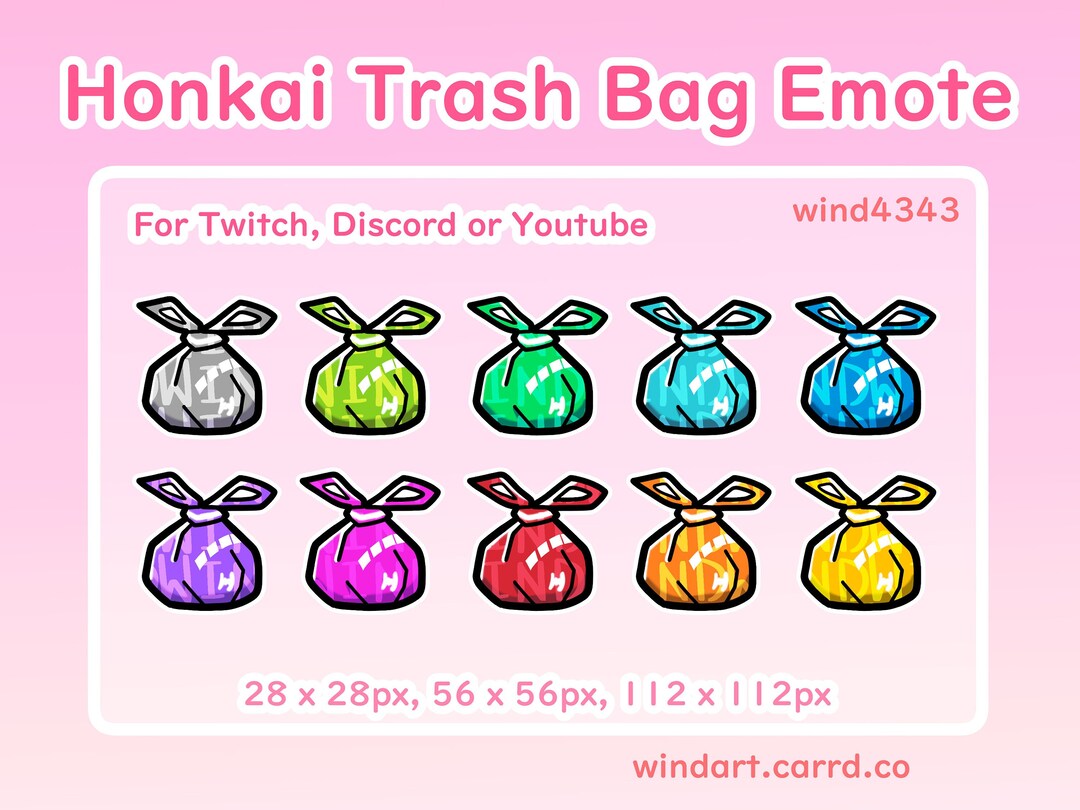 10 Honkai Trash Bag Emote for Twitch Discord Youtube Streaming P2U Cute ...