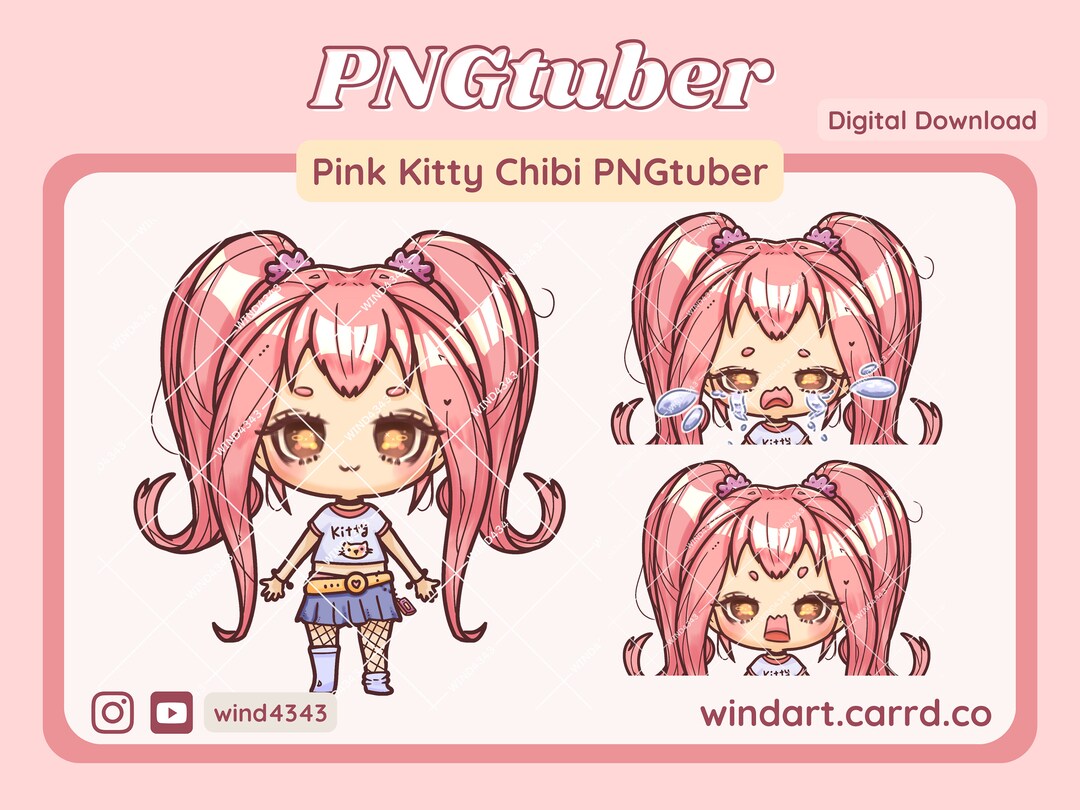 Pink Girl Kitty Pngtuber Comfy Cute Pastel Female Stream Avatar Twitch ...