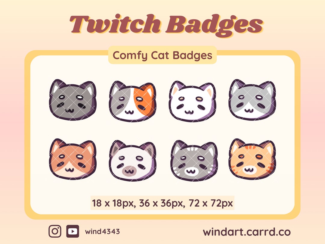 Comfy Cat Twitch Badges Kawaii Lofi Cute Cozy Kitten Stream Asset P2U ...