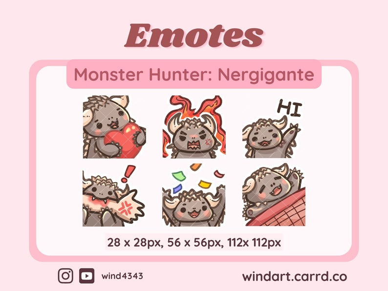 6 Nergigante Monster Hunter Emotes Love, Angry, Hi, Bite, Cheer, Sleep ...