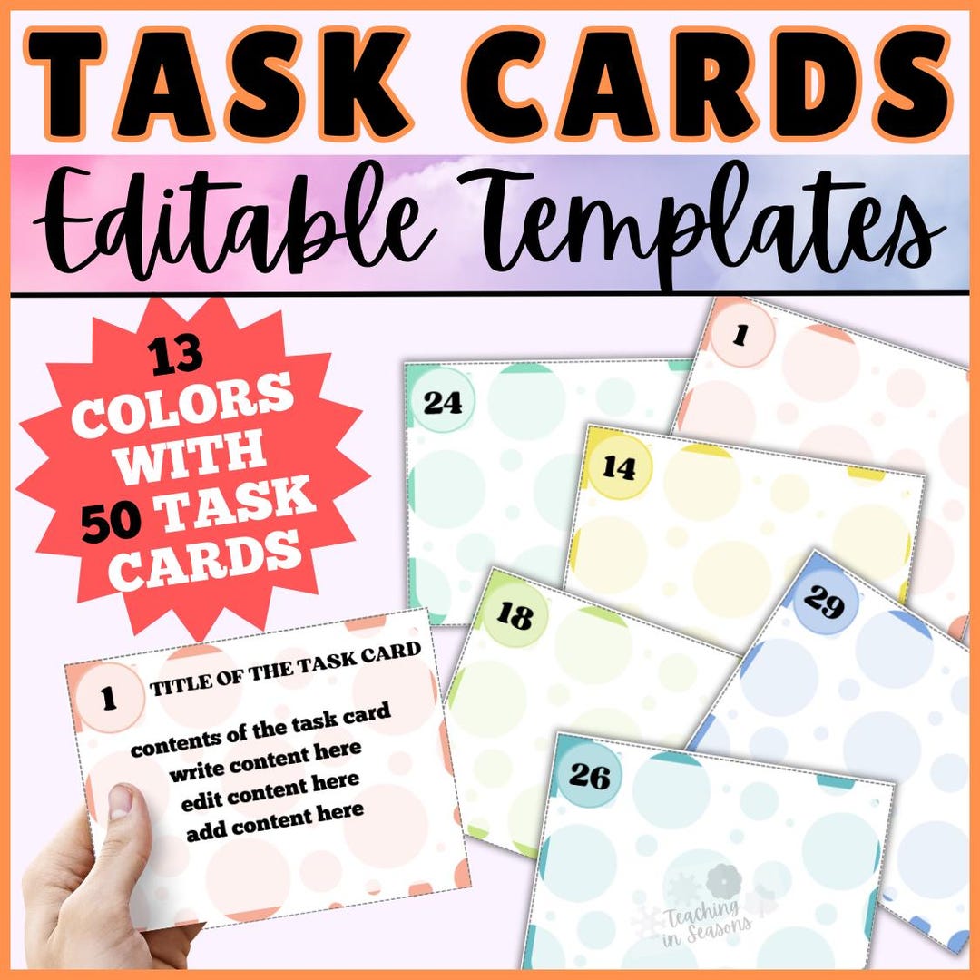 Circles Task Card Templates, Task Cards, Editable Task Card Templates ...