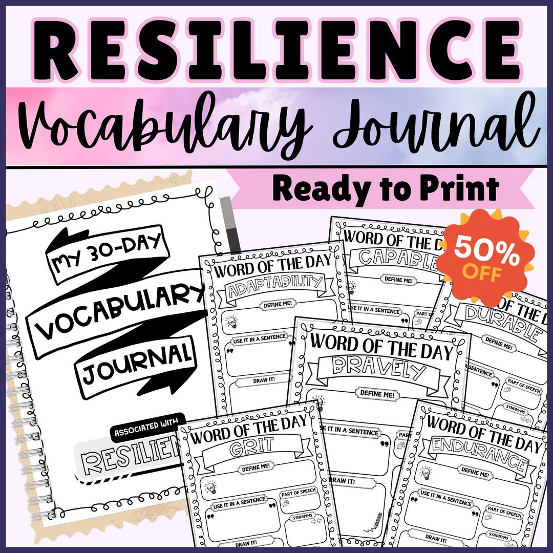Resilience Vocabulary 30-day Journal Printables, Welcome Back-to-school ...