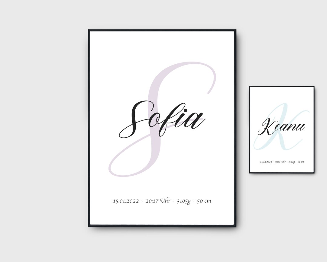 Birth Poster Personalized Name and Dates of Birth · Poster for the Baby ...