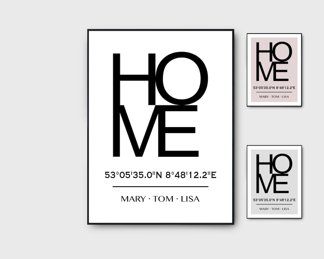 Personalized Poster Names Coordinates Gift Idea for Moving In/topping ...