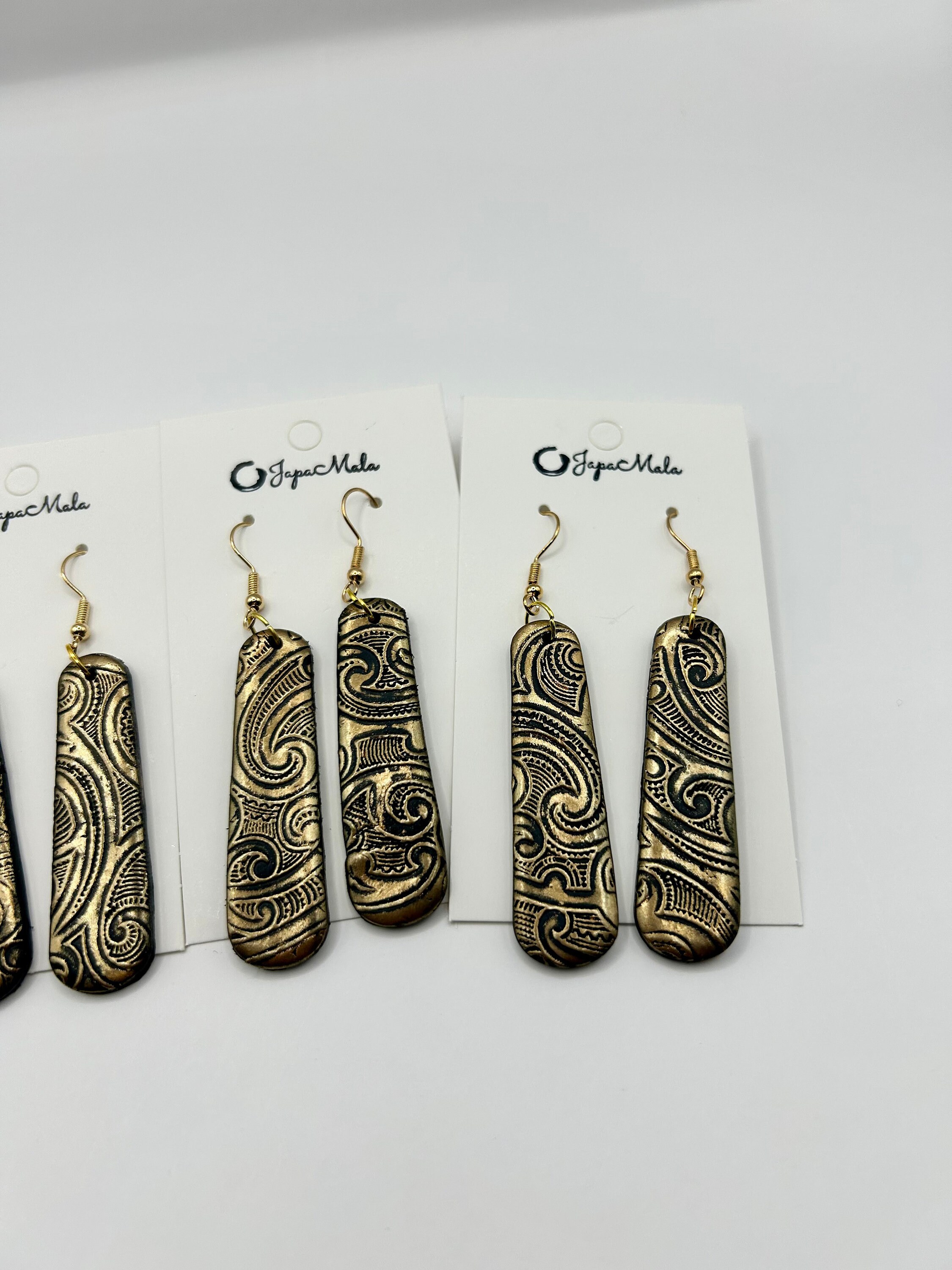 Handmade Maori Design Black Gold Earrings Polymer Clay New Zealand ...