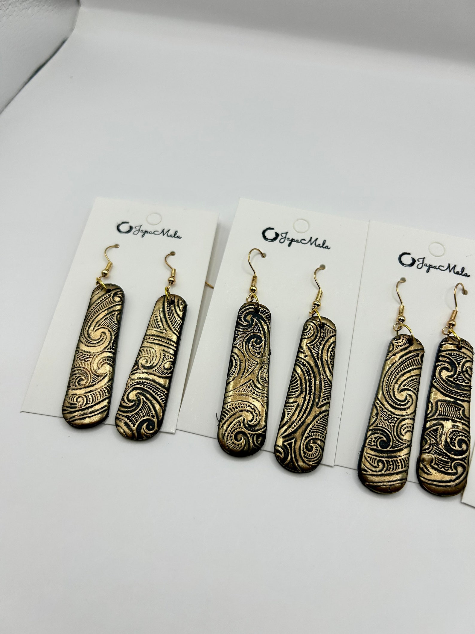 Handmade Maori Design Black Gold Earrings Polymer Clay New Zealand ...