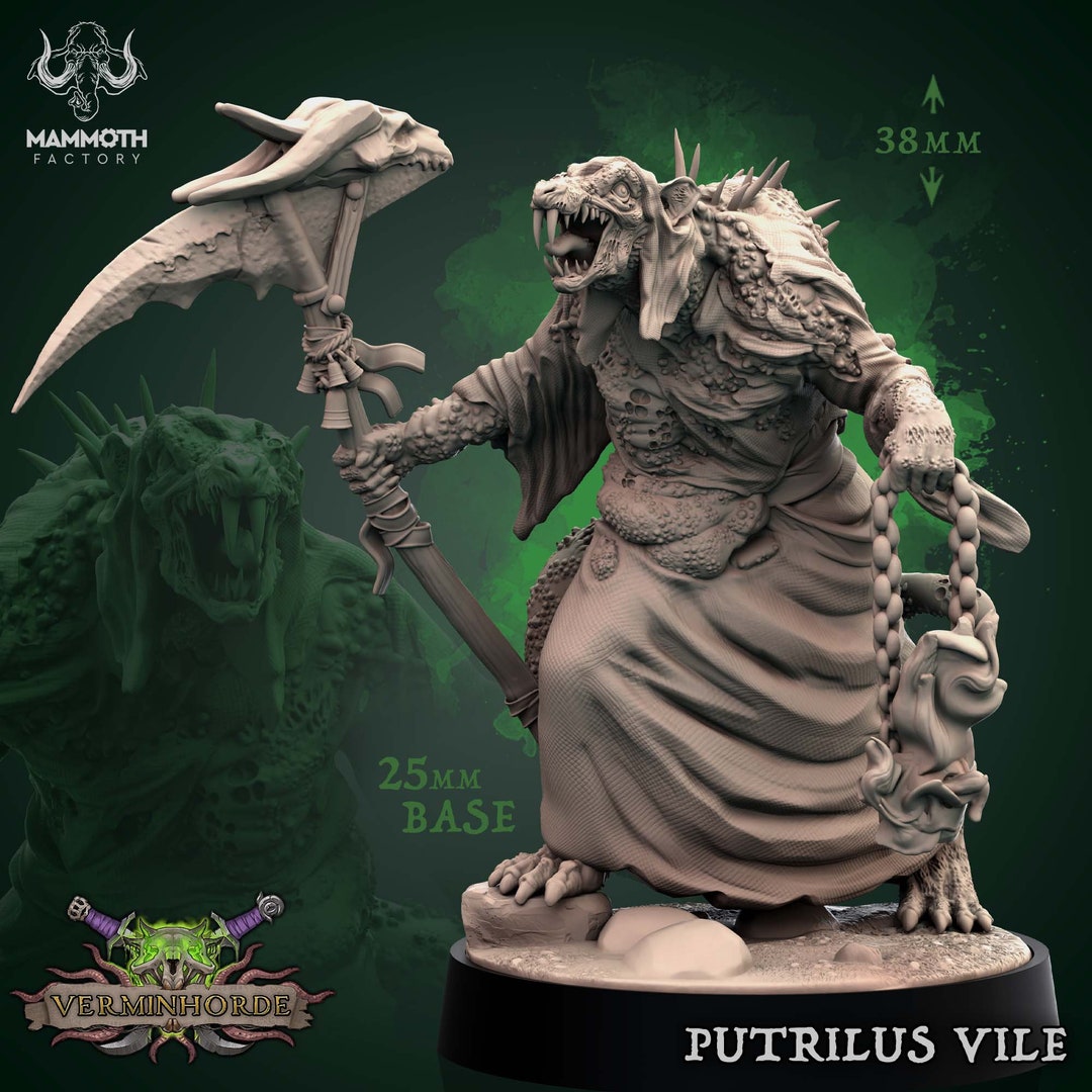 Putrilus Vile - Vermin Horde - 25mm Base - Mammoth Factory - RPG Tabletop - Dungeons and Dragons ...