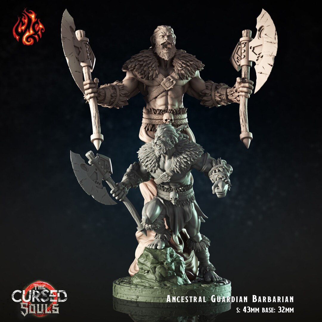 Ancestral Guardian Barbarian the Cursed Souls 43mm Height 32mm Base ...