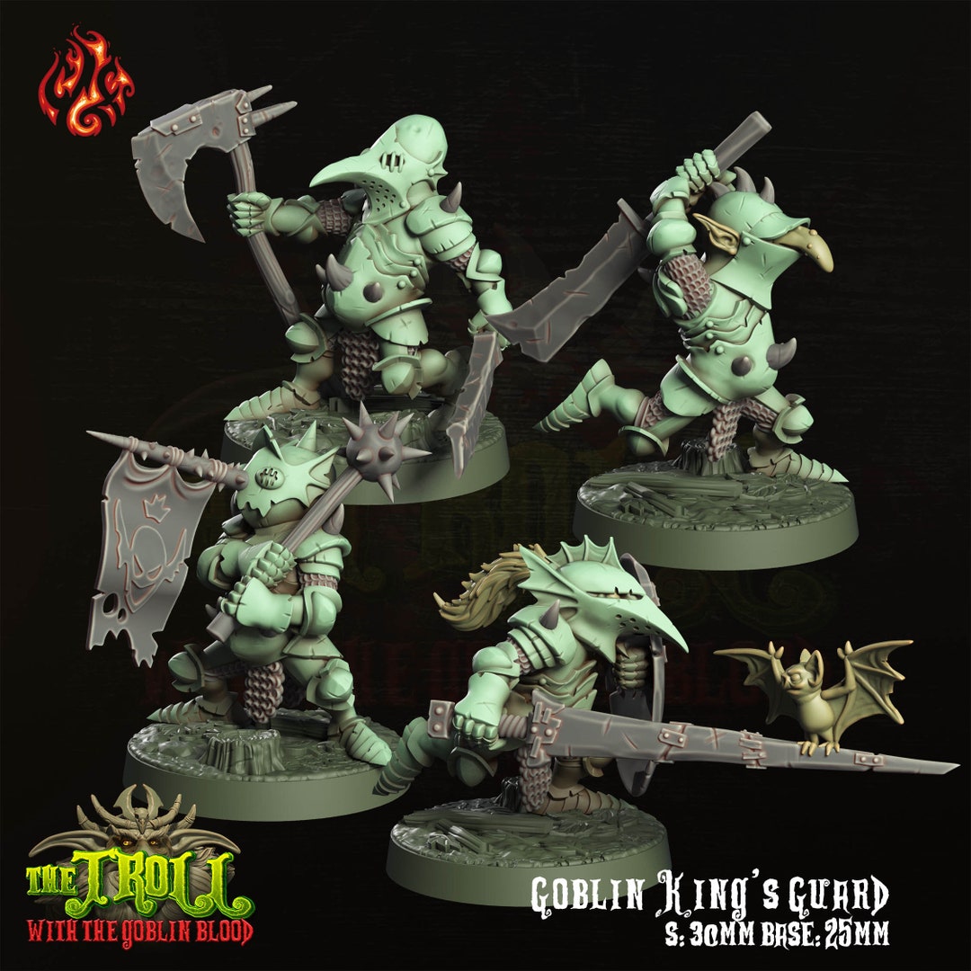 Goblin King’s Guard - the Troll With Goblin Blood - 30mm Height (25mm ...